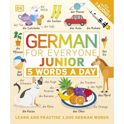 German for Everyone Junior 5 Words a Day DK 人人学德语 青少版 一天学5个单词 英文原版 语言词汇 练习学习【中商原版】
