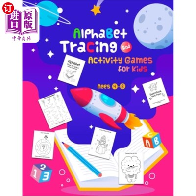 海外直订Alphabet Tracing and Activity Games For Kids Ages 4-8: 10 in 1 Activity Games (W 4-8岁儿童字母追踪和活动游