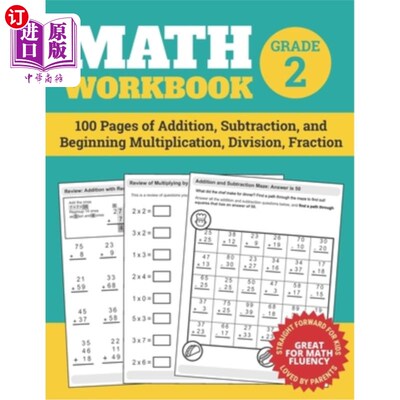 海外直订Math Workbook Grade 2: 100 Pages of Addition, Subtraction, and Beginning Multipl 数学练习册2年级:100页加法