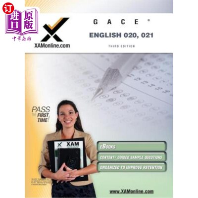 海外直订Gace English 020, 021 Test Prep Teacher Certification Test Prep Study Guide GACE英语020、021备考教师资格认