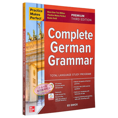 预售 Practice Makes Perfect Complete German Grammar Premium Third Edition熟能生巧德语语法大全高级第三版含答案【中商原版?
