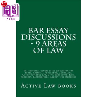 海外直订Bar Essay Discussions - 9 Areas Of Law: This material covers essay discussions o 律师文书讨论- 9个法律领域: