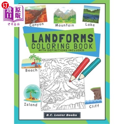 海外直订Landforms Coloring Book With Definitions Included: Teach Kids About Geography Th 地形着色书的定义包括:教孩