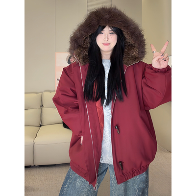 ◆爆款女明星！小暖炉◆冬胖MM大码韩系连帽夹棉派克服棉服A0132