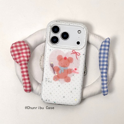 春日部防卫队Fighting｜日韩ins可爱卡通少女波胆爱心樱桃蛋糕小熊适用苹果17/16promax手机壳iphone15/14/13