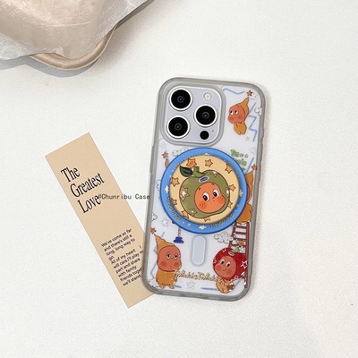 春日部防卫队Fighting｜可爱卡通肤感磁吸星星人适用苹果16promax手机壳支架韩系ins风日韩iphone15/14/13