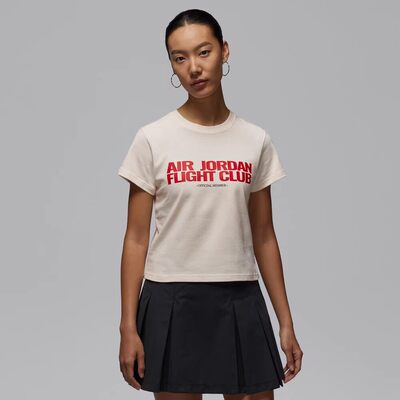 NIKE耐克短袖女夏季新款字母印花休闲透气米色运动T恤IF3573-110