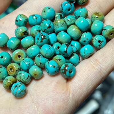 6x8mm高瓷菱镁矿绿松石唐三彩老型珠diy文玩时尚配饰佛珠手串饰品