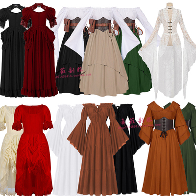 复古中世纪宫廷长裙话剧表演服