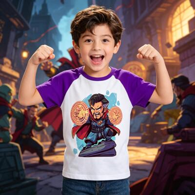 复联联名奇异博士童装纯棉短袖中小童神秘法师透气柔软夏半袖T恤