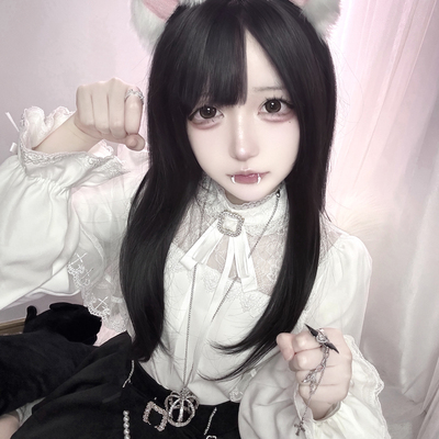 日系亚文化蕾丝春夏长袖珍珠下裙