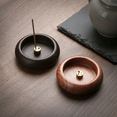 胡桃木实木迷你小香插家用室内沉香檀香炉木质旅行香座多孔线香炉