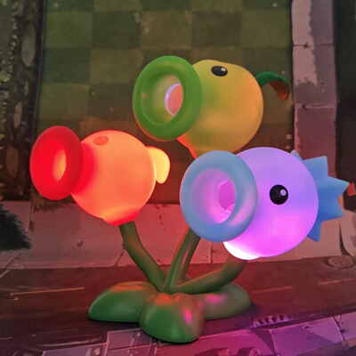 植物大战僵尸玩具散装儿童可发射三重豌豆机枪豌豆荚灯光可发射