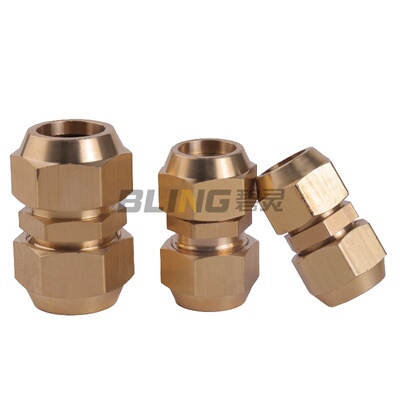 全铜扩口直通铜管快速接头延长铜管对接头免焊接喇叭口直通管接头