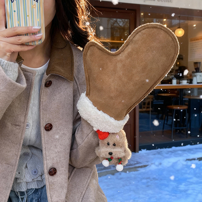 秋冬2026新款时尚羊羔毛毛绒手套包复古磨砂麂皮绒手提包斜挎包