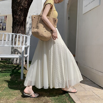 86伞裙韩版A字蕾丝网纱小个子裙