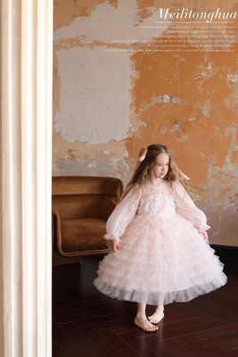 Kiki家韩版品牌女童网纱蛋糕裙 26清货洋气长袖公主裙不退换