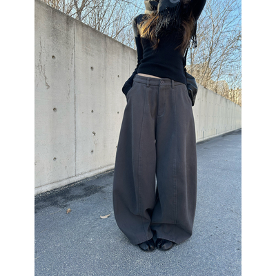 NanaByNana【都市岛屿】银狐绒洗水牛仔裤女冬保暖宽松直筒阔腿裤