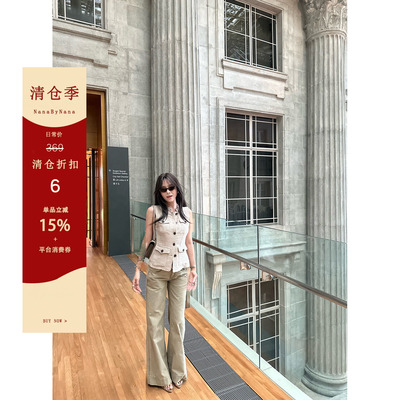 【清仓6折粉丝福利】港风卡其色低腰牛仔裤女夏直筒阔腿长裤