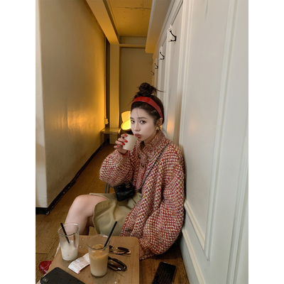 NanaByNana【色彩收藏】双版本中古彩纱粗针羊毛毛衣女冬手编开衫