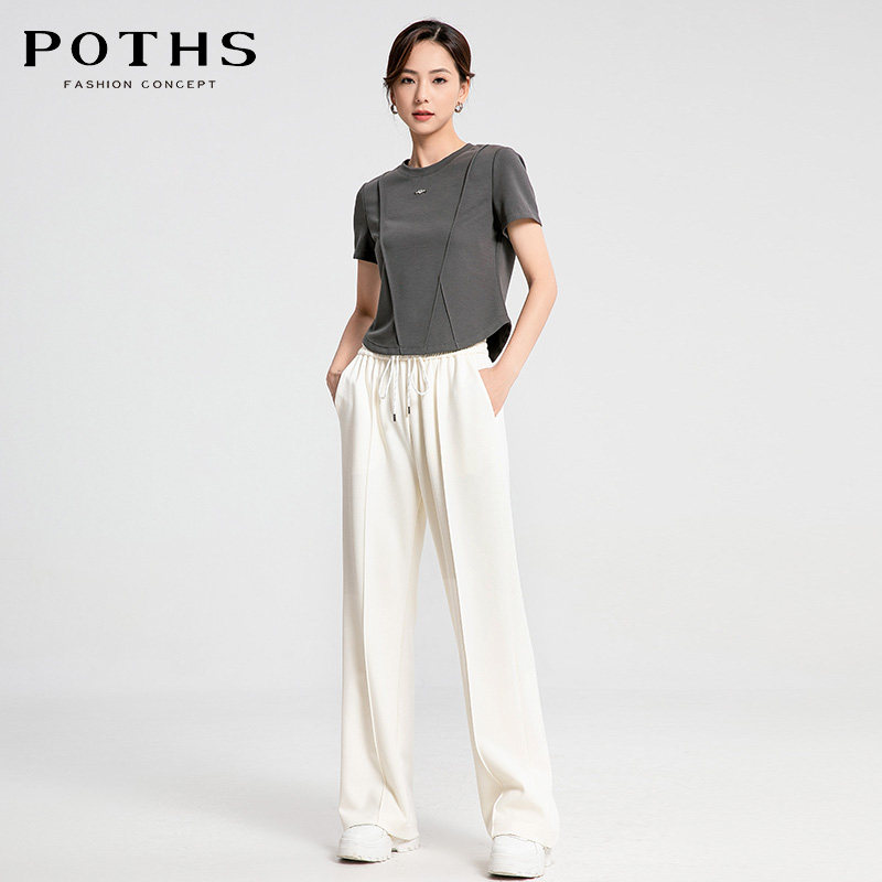 铂玺商场同款百搭短袖女t恤独特别致上衣设计感小众小衫85260056