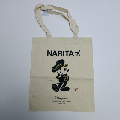 NARITA本白色轻便压边单肩薄棉布袋米老鼠无纸牌满20原包邮