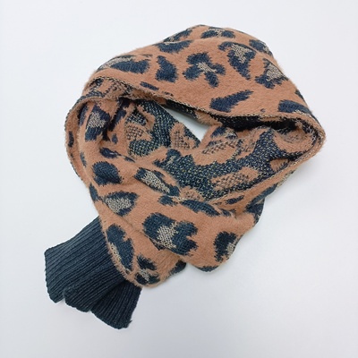 焦糖色豹纹针织围巾满20元包邮