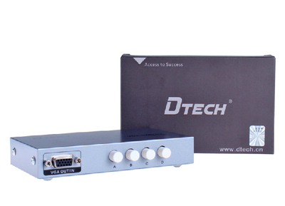 DTECH/帝特 VGA接口切换器 4口显示器VGA切换器 四进一出切换器