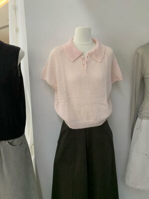26早秋韩版sliver洋气百搭显瘦翻领polo短袖针织衫女上衣
