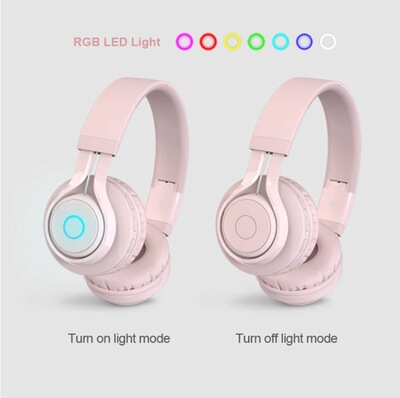 BT06C Led RGB Bluetooth Headphones Wireless Wired Interchang