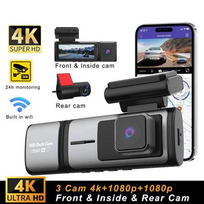 1080P 3 Camera Car Dash Cam WIFI DVR Black Box Car Accessory