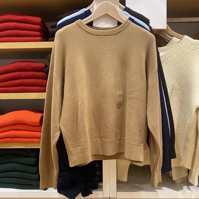女装/男装柔滑棉质圆领针织衫毛衣套头长袖上衣26秋冬新款E481673