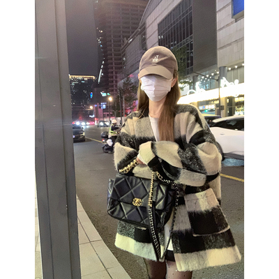 通勤常规大小姐77格子外套