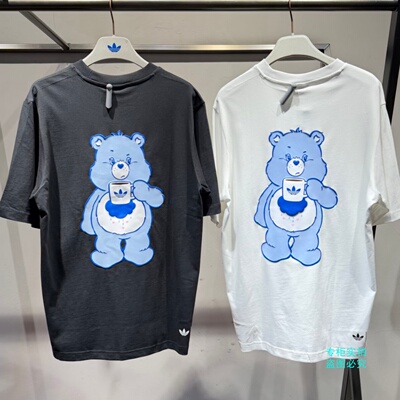 Adidas三叶草26年夏联名款后背小熊印花运动短袖T恤IA4538 IA4539