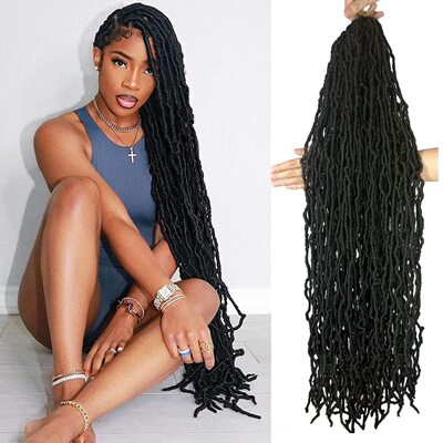 蚯蚓曲Nu Locs Crochet Hair非洲脏辫欧美外贸化纤钩针发许昌假发