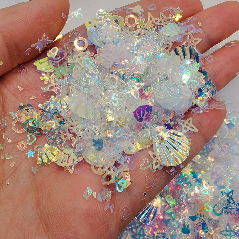 厂家现货混款高闪美甲眼妆亮片 手工diy饰品配件填充星星贝壳珠片