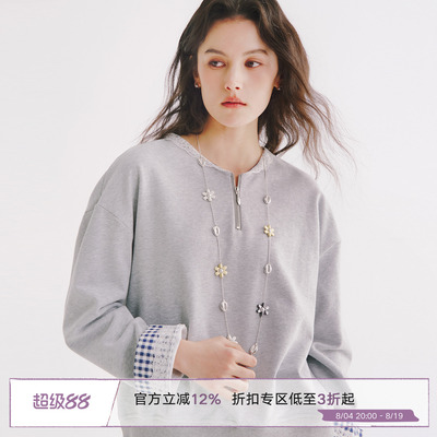 Next Weekend 简约撞色花朵项链高级感设计叠带颈链