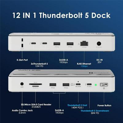 WAVLINK 带140W PD 12合1 Thunderbolt 5拓展坞站适用笔记本电脑