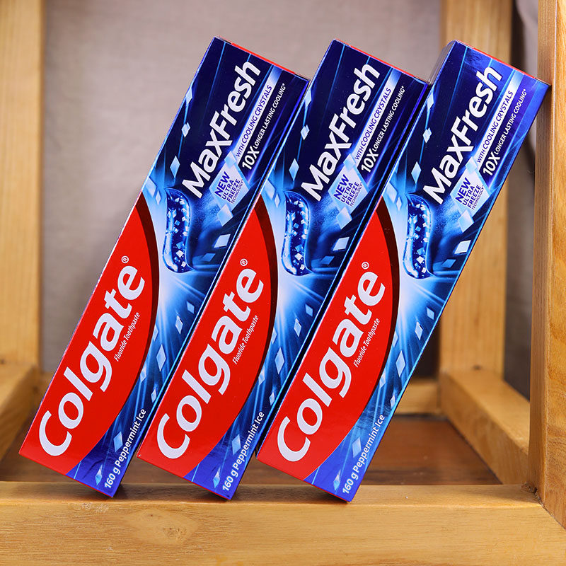Colgate高露洁牙膏160g冰片冰爽珠子洁白氟预防蛀牙薄荷进口3支装