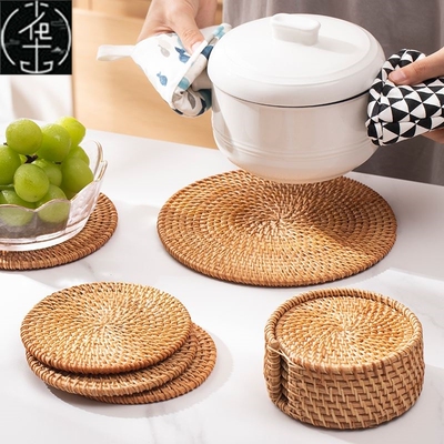 Weaving water hyacinth straw woven round mat dining table he
