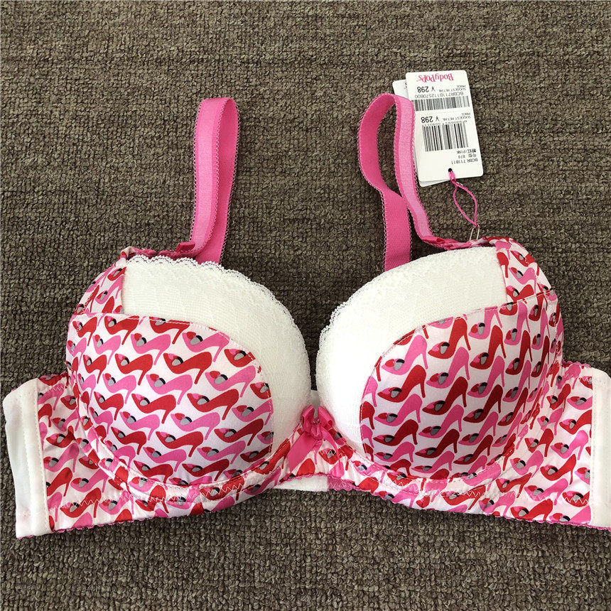 衣恋旗下body pops粉红S17别致高跟鞋图案舒适女士文胸BCBR711B11_虎窝淘
