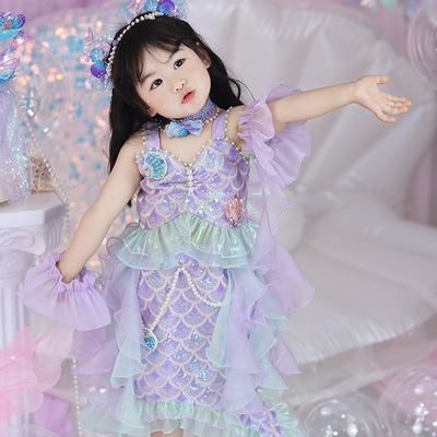 女童美人鱼公主裙2025新款