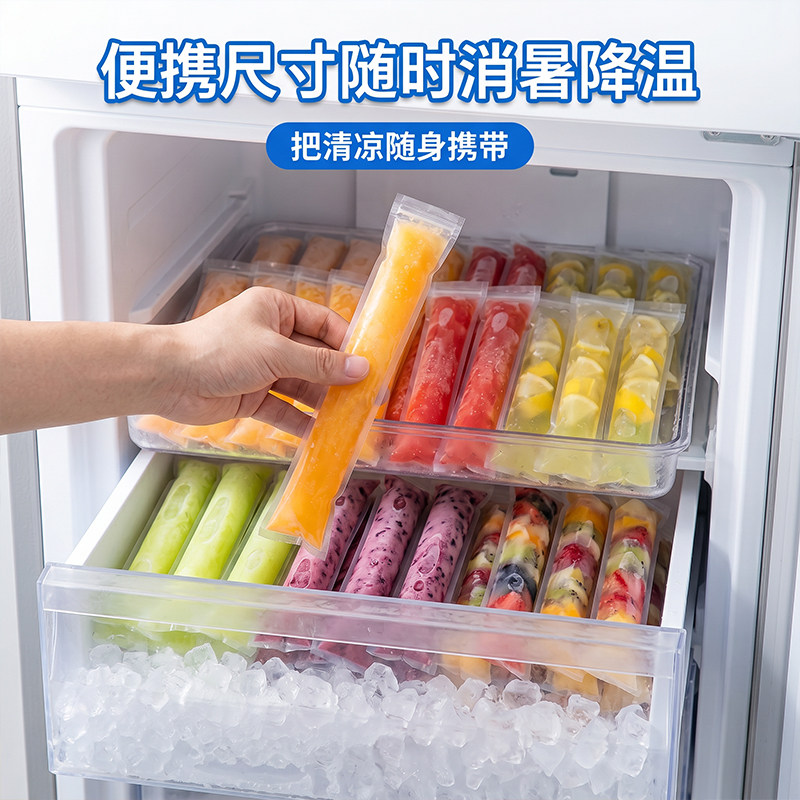 冰格模具一次性制冰袋家用彩色冰棒制作袋DIY冰块模具新品透明