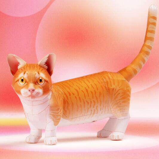 儿童益智手工制作小动物宠物猫矮脚猫DIY立体3D纸质模型纸艺玩具