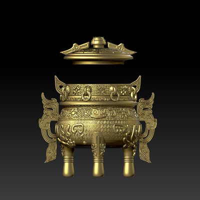 三维图 圆雕图 模型 3D STL 精雕 木雕 雕刻图X虚天鼎八卦250821