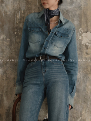 NeedShop1牛仔衬衫经典叠穿百搭