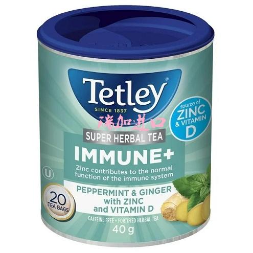 包邮加拿大TETLEY泰勒免疫薄荷姜花草药茶VD锌20包40克*2罐多口味