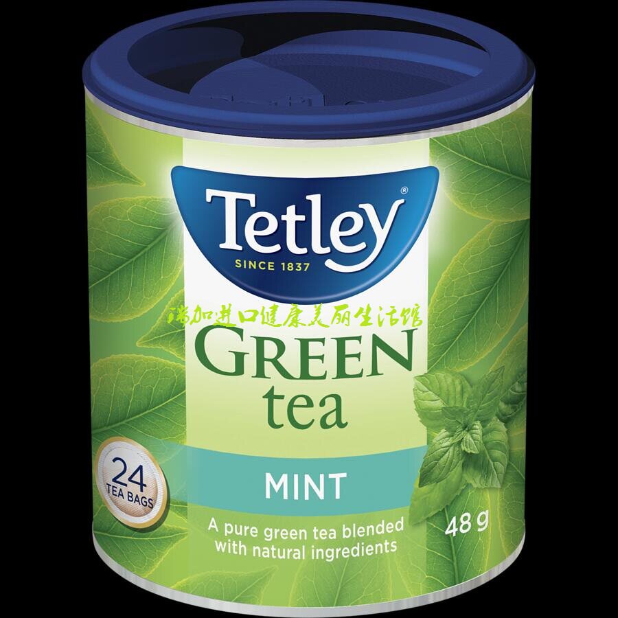 包邮加拿大TETLEY泰勒MINT绿茶薄荷24包48克*2罐克多口味搭配选择