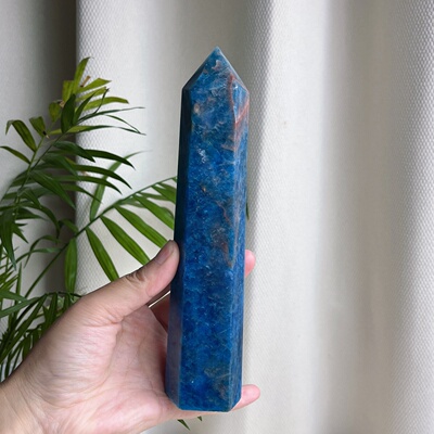 天然蓝磷灰大柱子摆件190*42*34mm583g