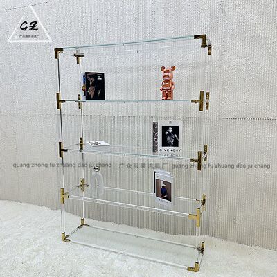 服装店鞋包展示架轻奢亚克力金色陈列架鞋架摆件架多层展架隔断架